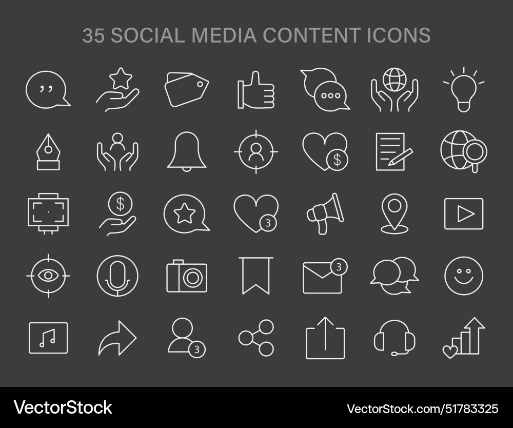 Social media content icons set array of digital Vector Image