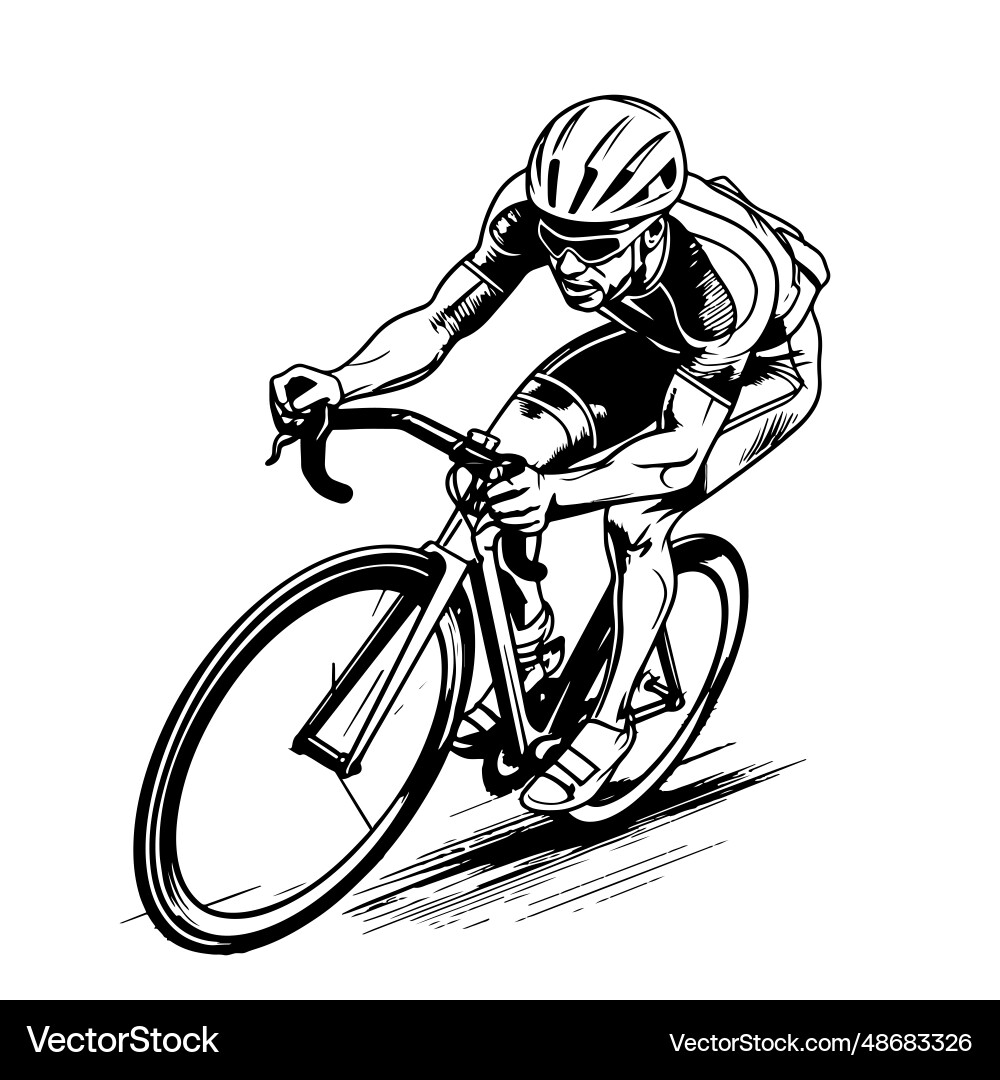 Cyclist sketch hand drawn Royalty Free Vector Image