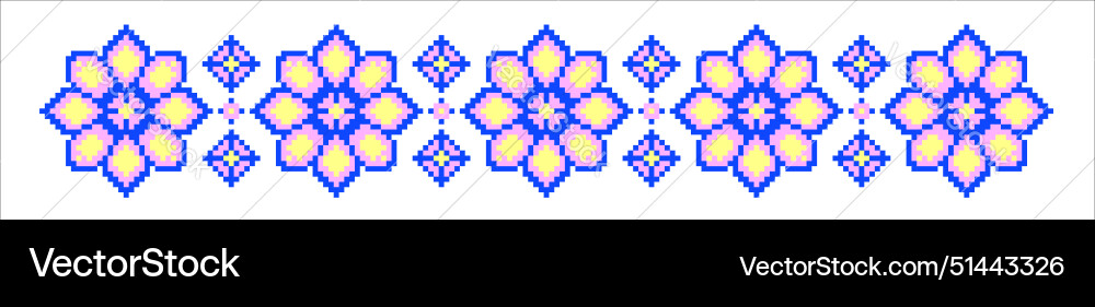 Floral border in pixel art style Royalty Free Vector Image
