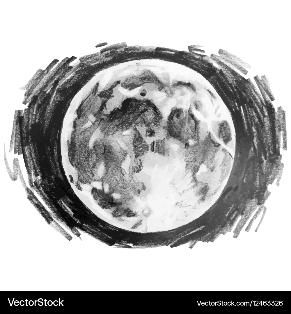 Graphic moon drawn by pencil Royalty Free Vector Image