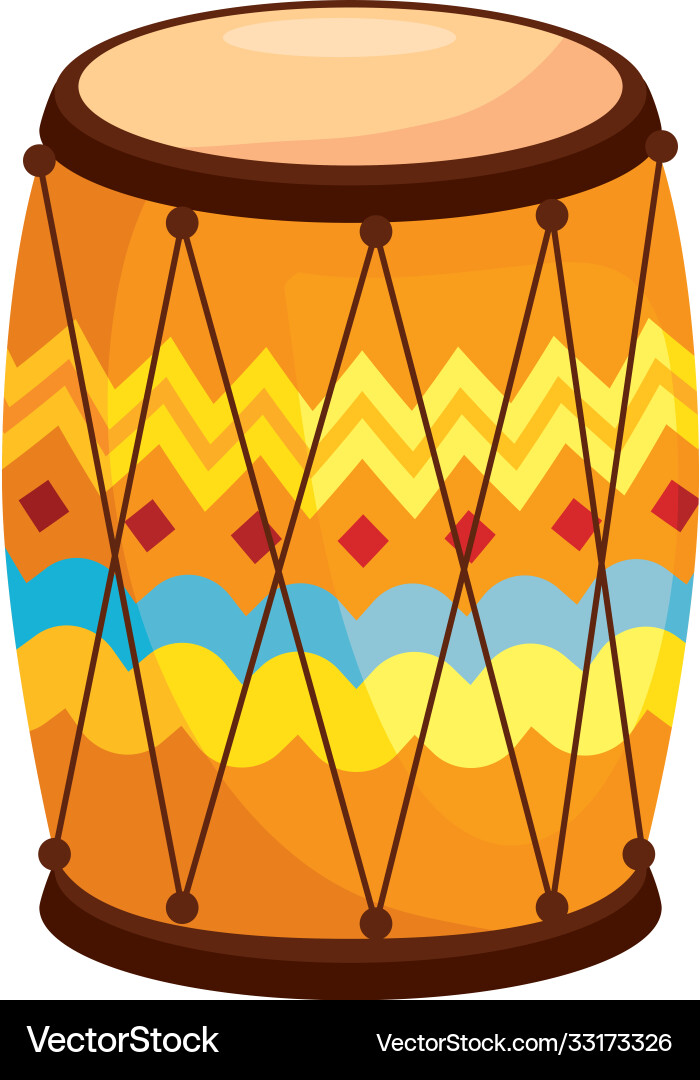 Musical instrument drum dhol indian traditional Vector Image