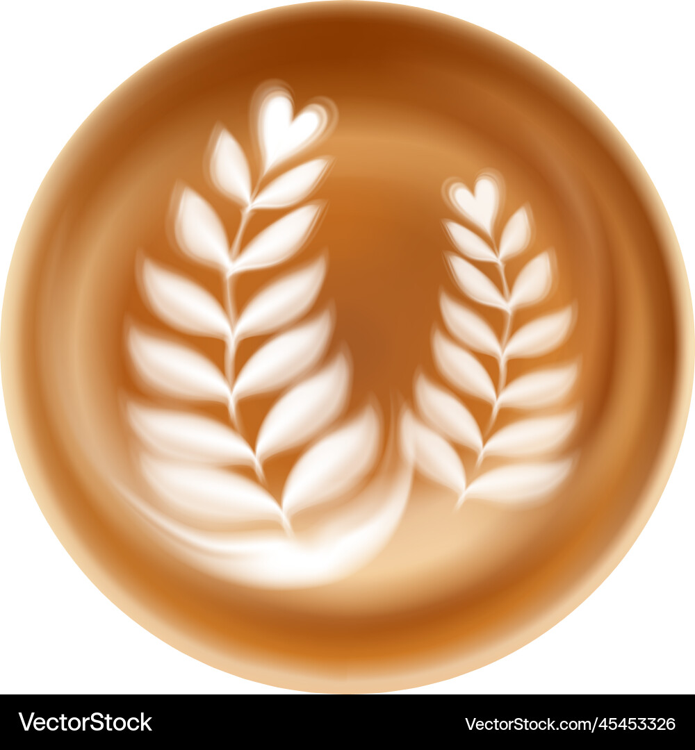 Realistic latte art Royalty Free Vector Image - VectorStock
