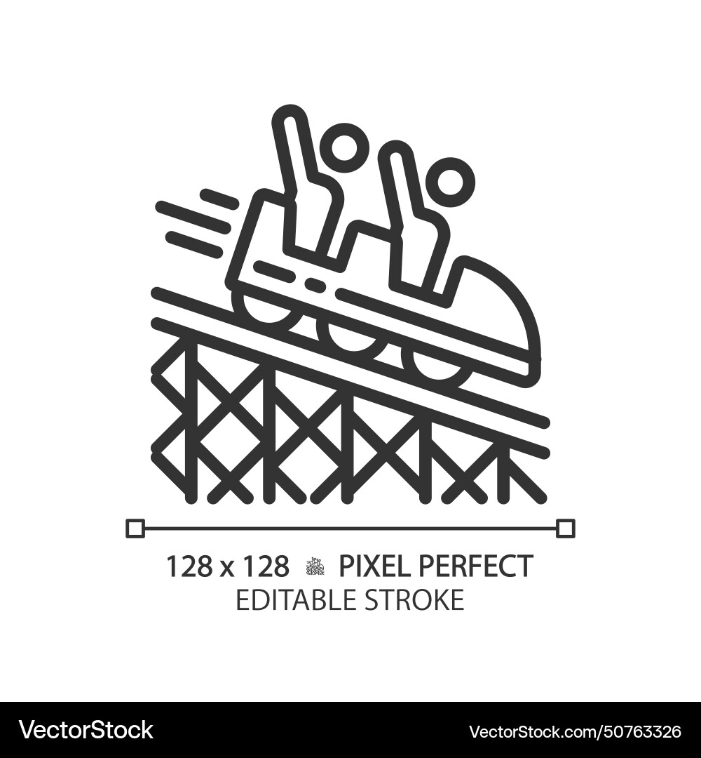 Roller coaster pixel perfect linear icon Vector Image