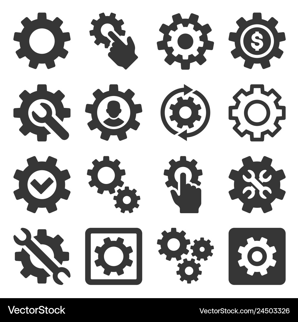 Settings and options icons set Royalty Free Vector Image