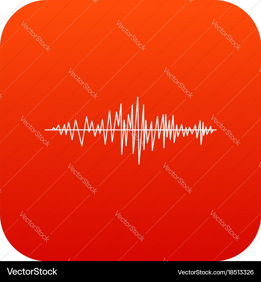 Sound wave icon digital red Royalty Free Vector Image