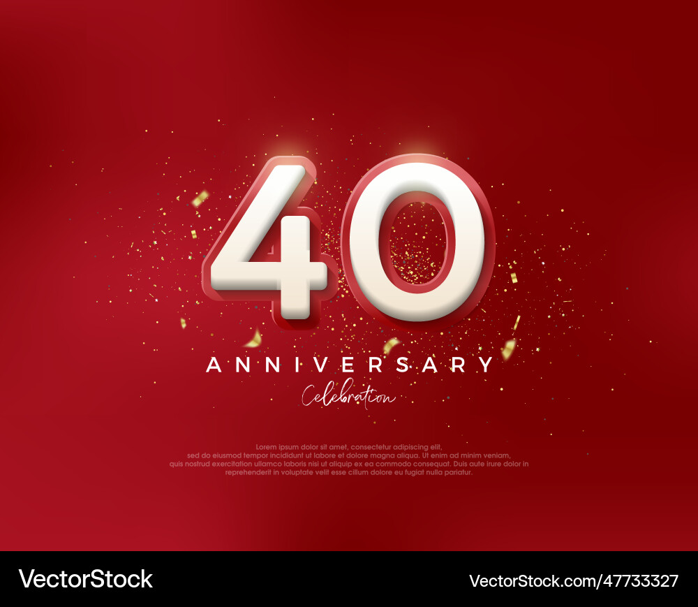 40th anniversary number with 3d white numbers Vector Image