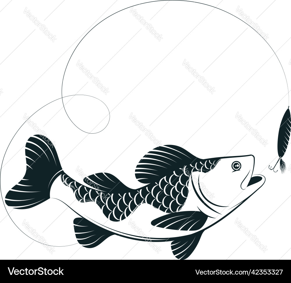 Big fish chasing bait on the line Royalty Free Vector Image