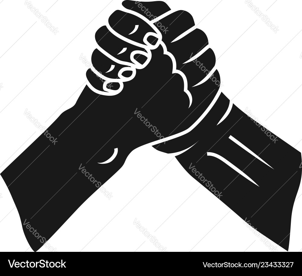 Brotherly handshake icon simple style Royalty Free Vector