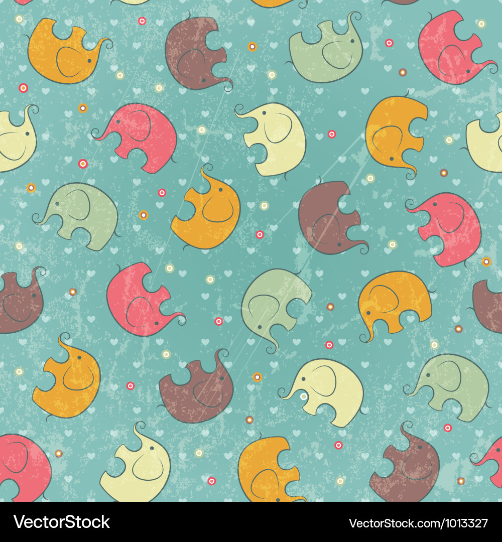 Cute Pastel Elephant Pattern Royalty Free Vector Image