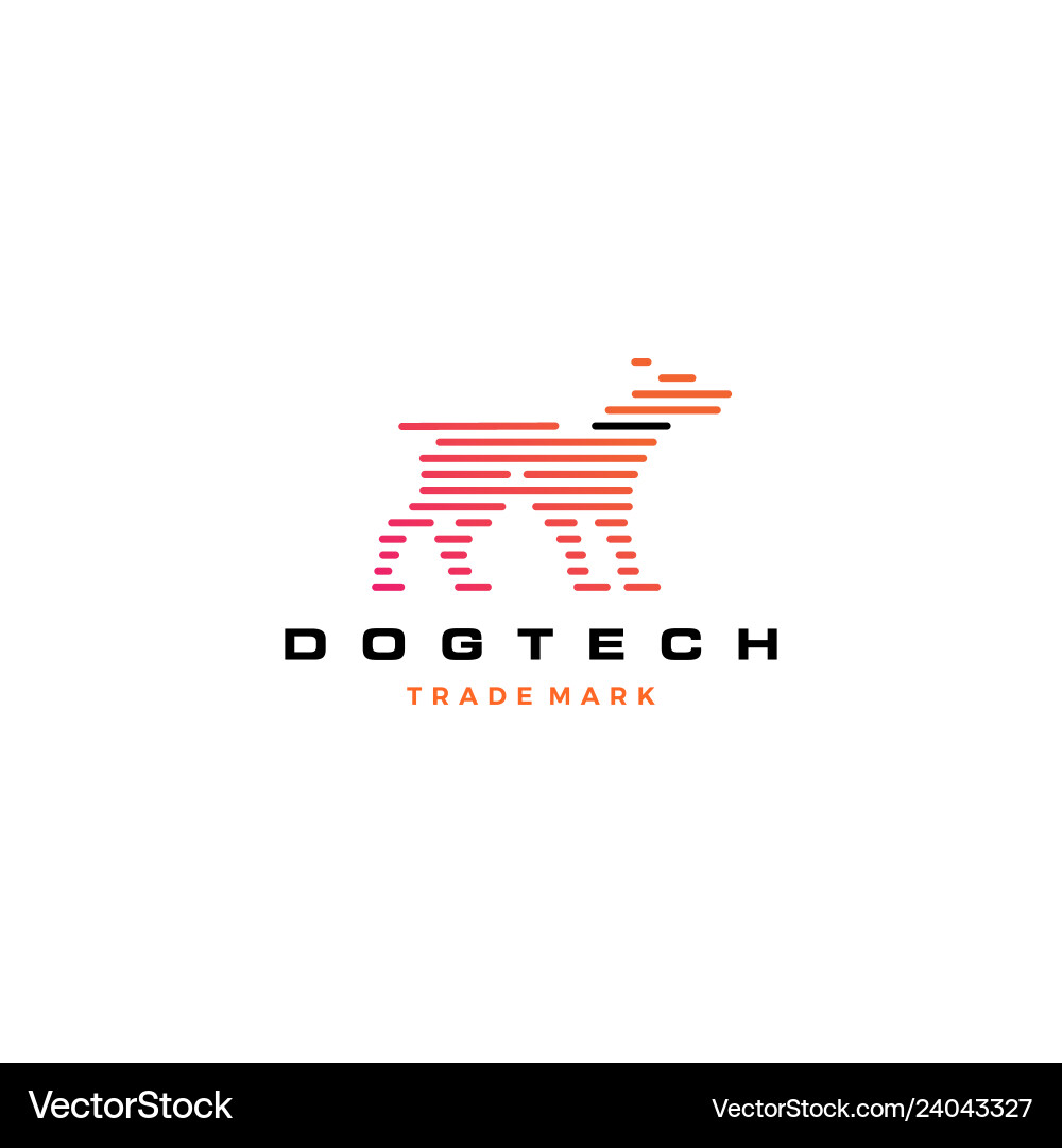 Dog tech digital line stripes logo icon Royalty Free Vector