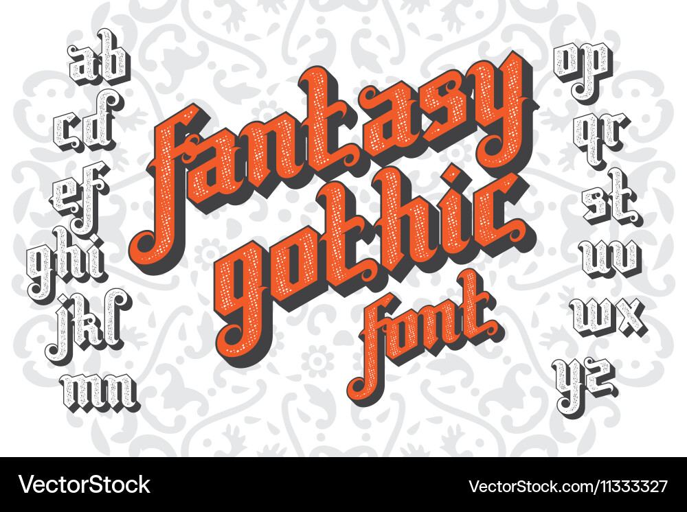 Fantasy gothic font set 01 Royalty Free Vector Image