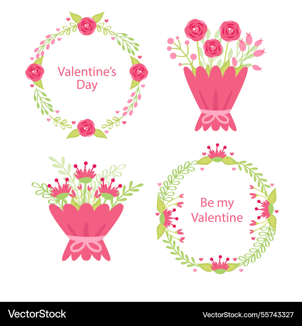 Hand drawn valentine flower pack Royalty Free Vector Image