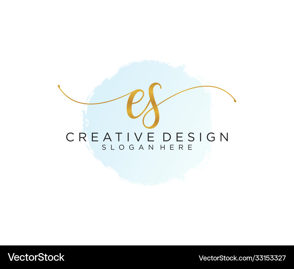 Initial es handwriting logo with watercolor Vector Image