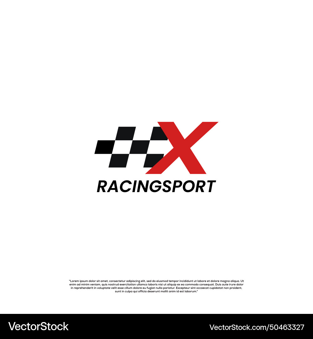 Letter x with racing flag icon template logo Vector Image