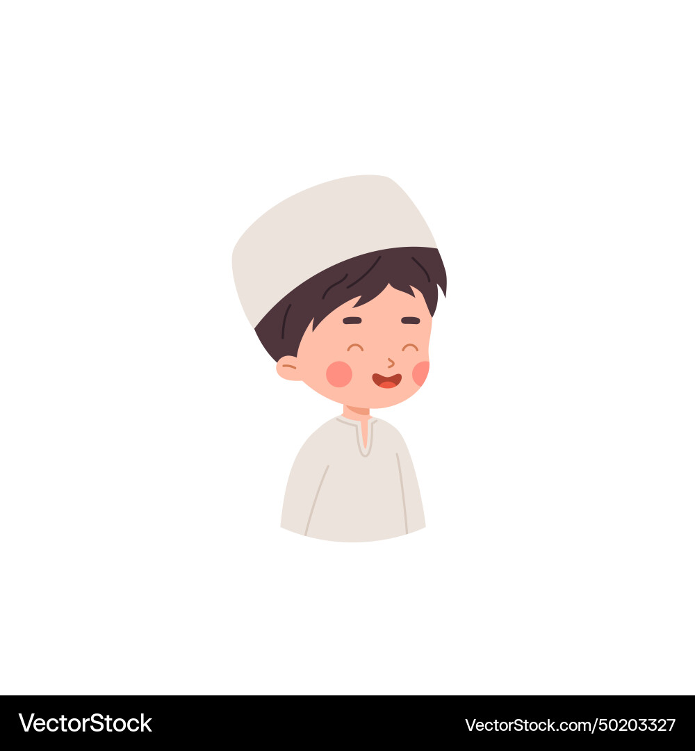 Muslim kid little boy cartoon Royalty Free Vector Image