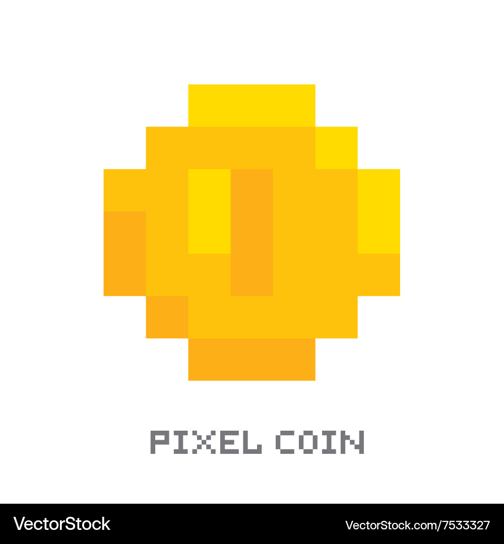 Pixel art style isolated coin for retro Royalty Free Vector