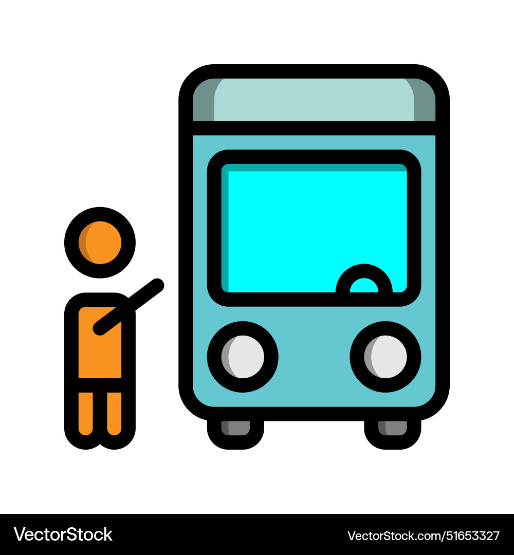 Shuttle bus color lineal icon pick up Royalty Free Vector
