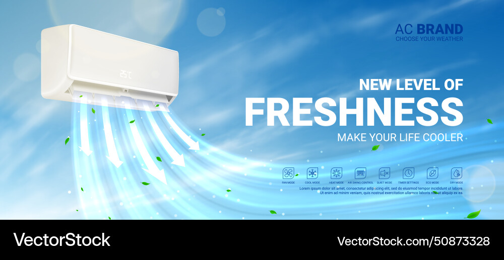Air conditioner ad template realistic Royalty Free Vector