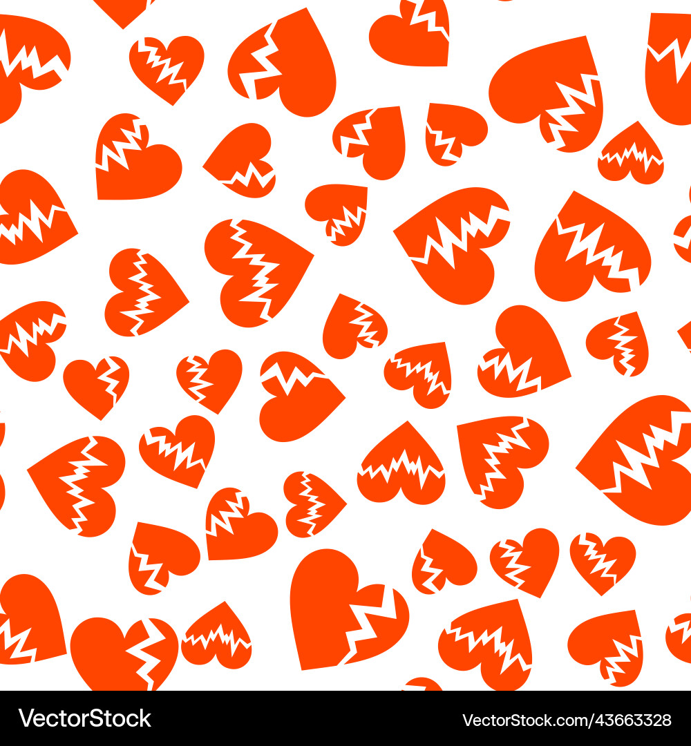 Cracked hearts seamless pattern Royalty Free Vector Image