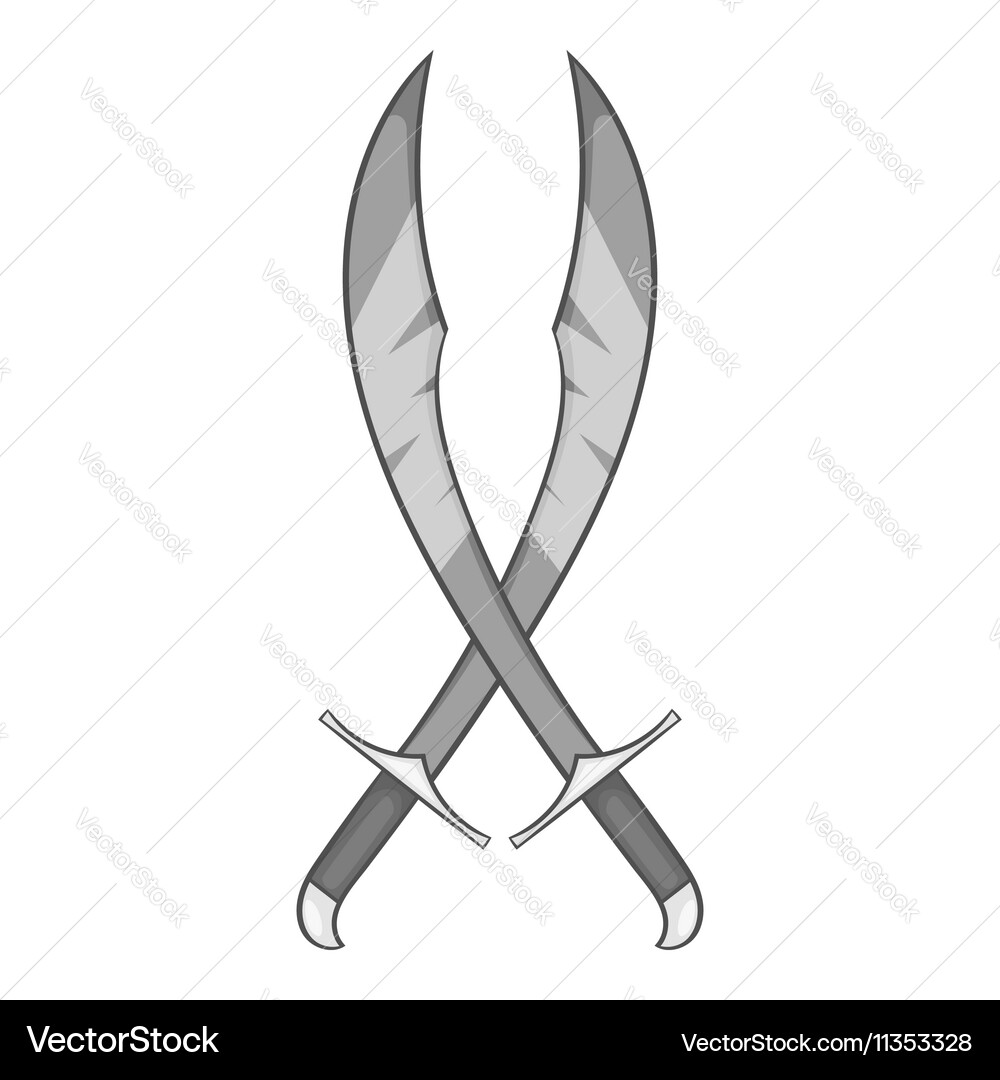 Crossed scimitars icon gray monochrome style Vector Image