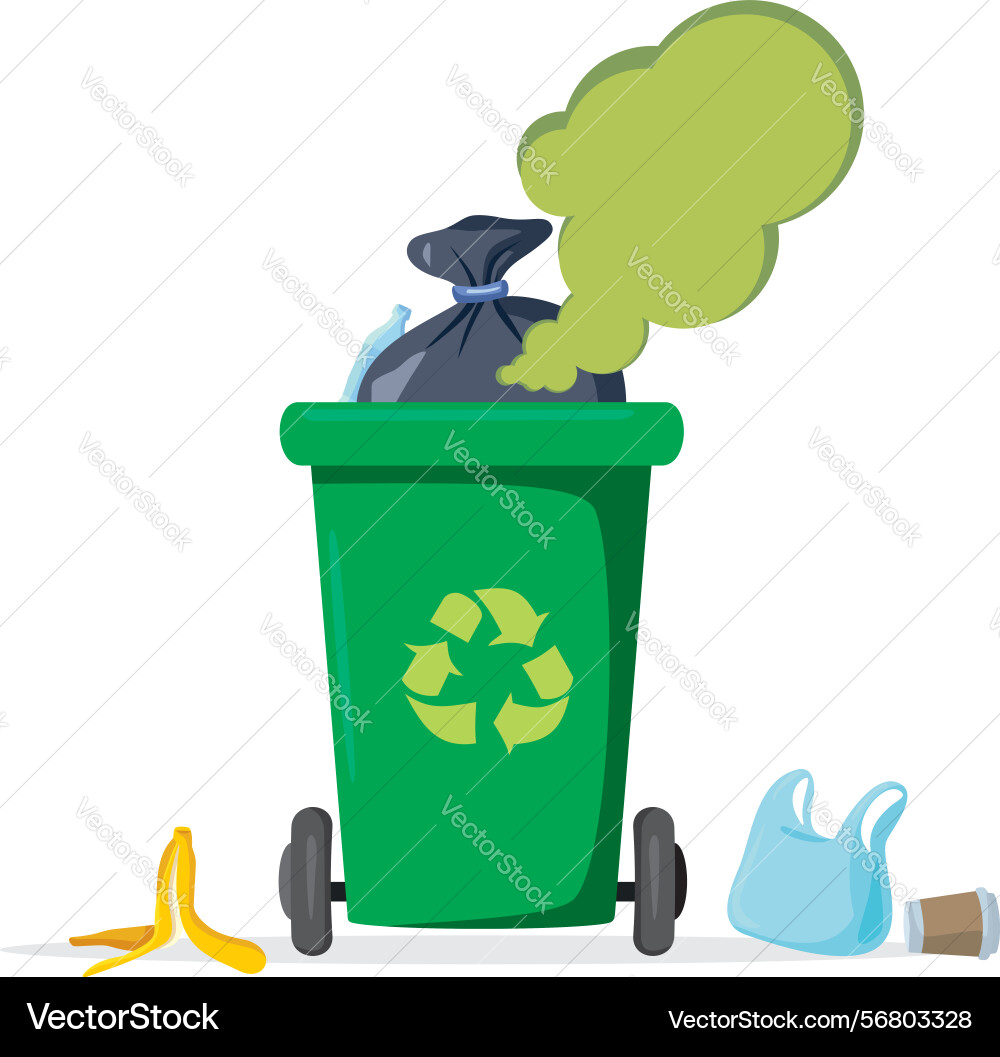 Dirty smelly garbage bin cartoon Royalty Free Vector Image
