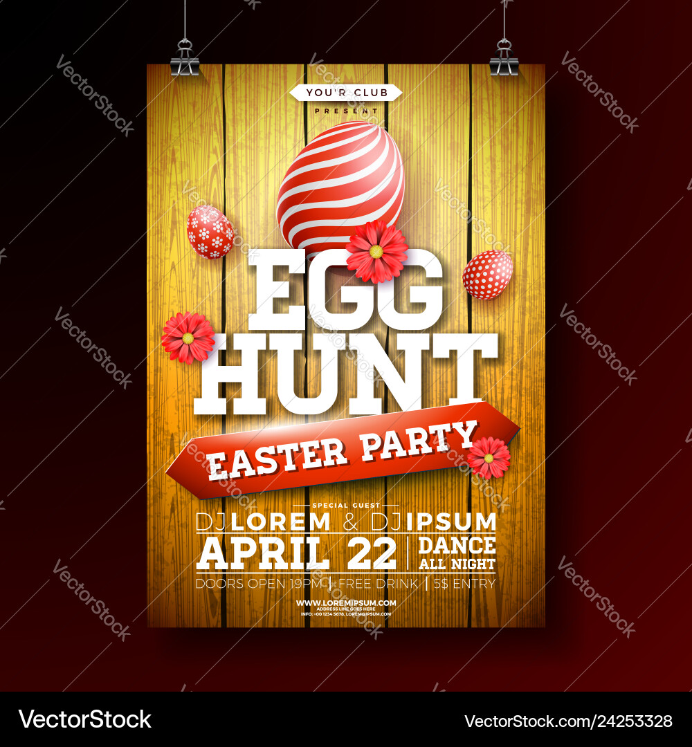 Easter Egg Hunt Party Poster Royalty Free Vector Image