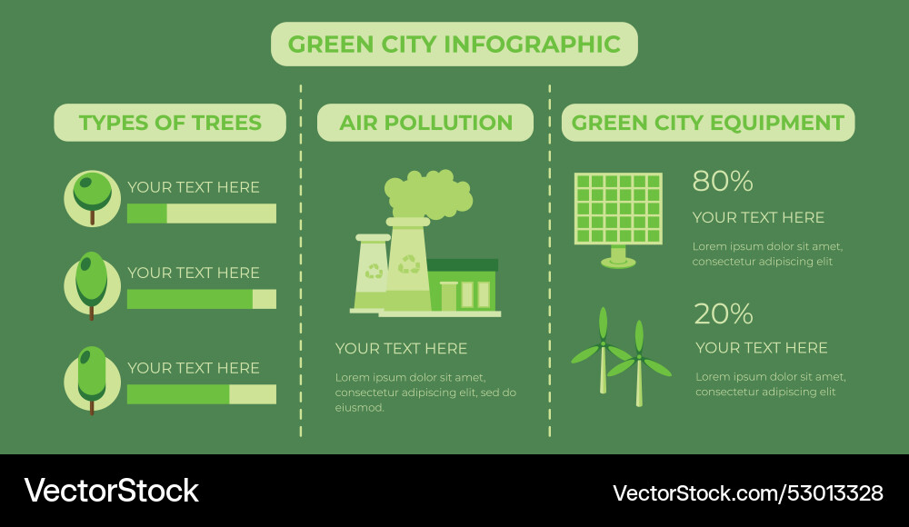 Green city infographic background environment Vector Image