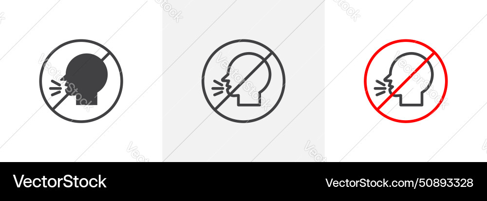 No talking sign icon set silence and quiet symbol Vector Image