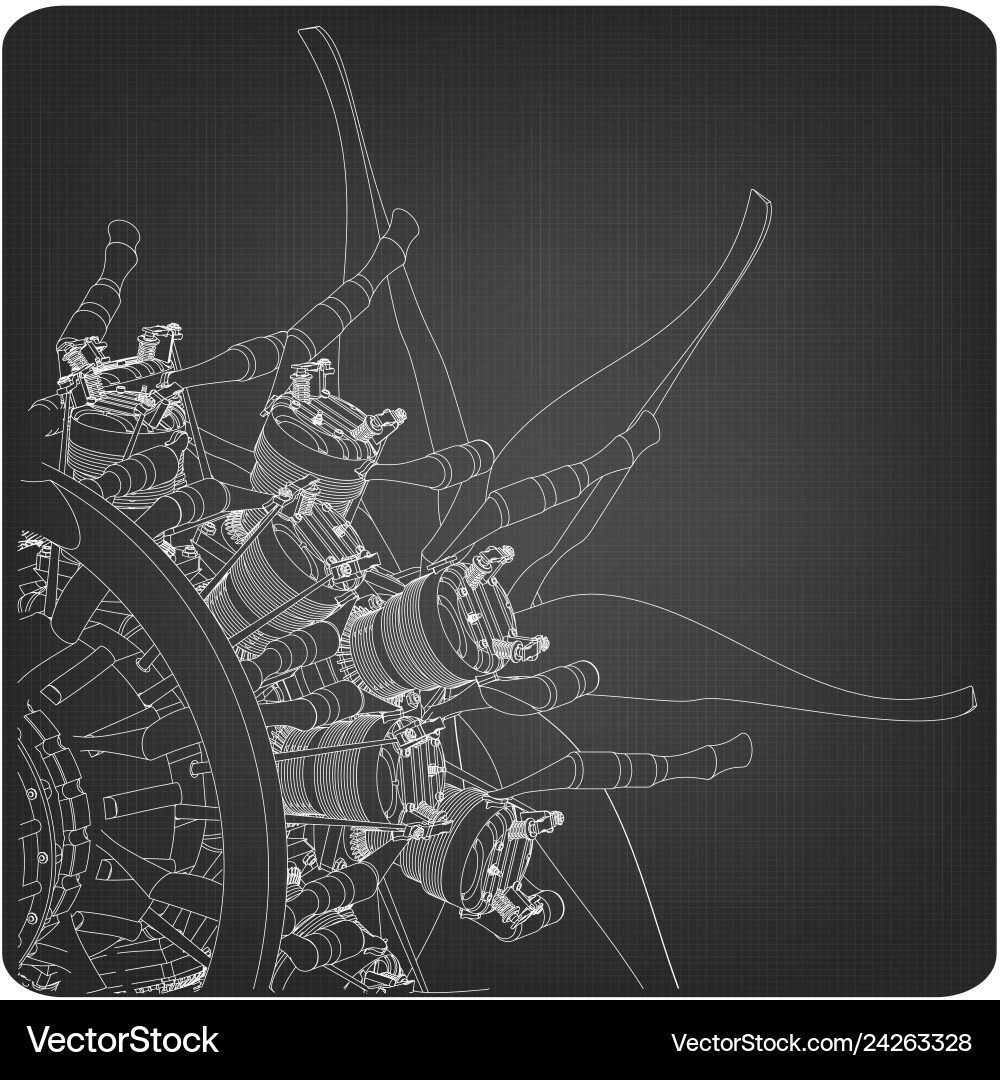 Radial engine on a gray Royalty Free Vector Image