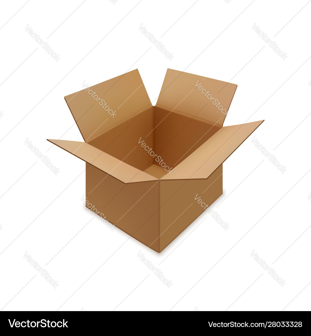 Realistic brown carton open box Royalty Free Vector Image