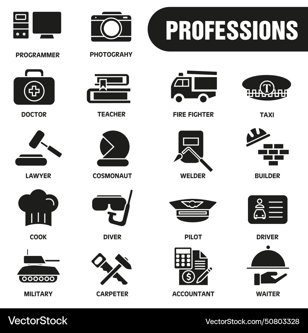 Set of icons various professions Royalty Free Vector Image