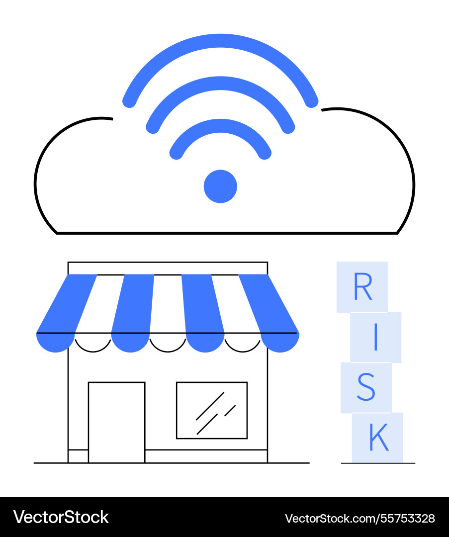 Small business under cloud connectivity with risk Vector Image