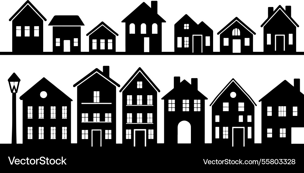 Various house silhouettes Royalty Free Vector Image
