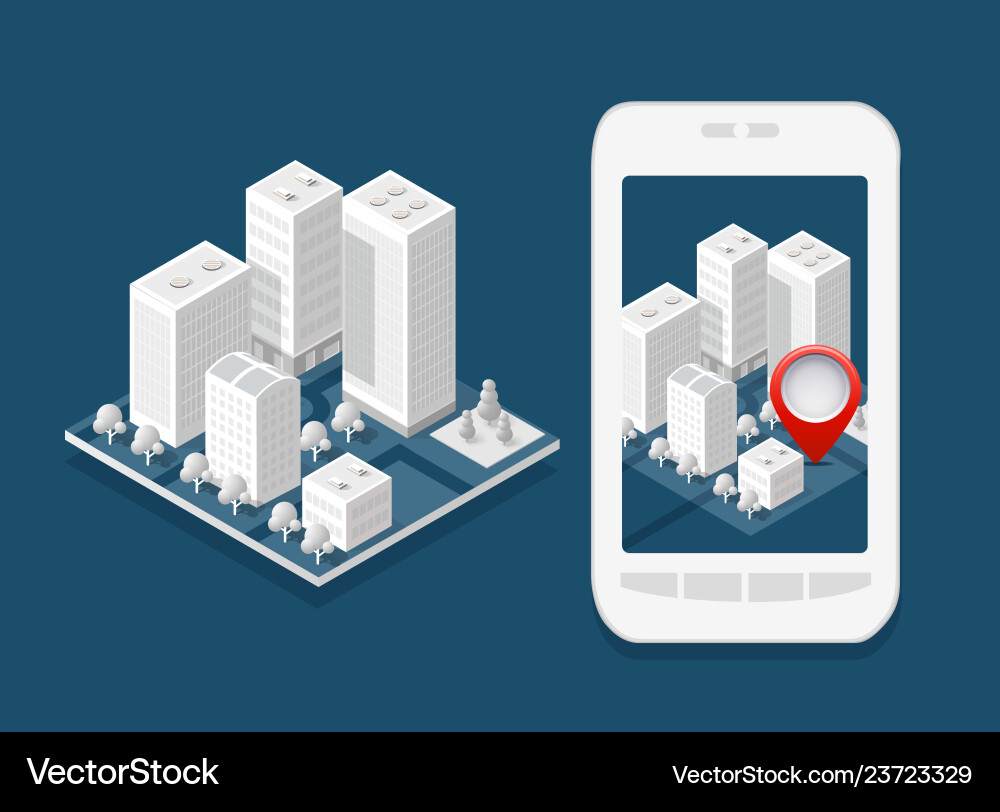 3d map isometric city Royalty Free Vector Image