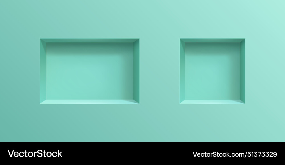 3d wall niches realistic two empty boxes Vector Image