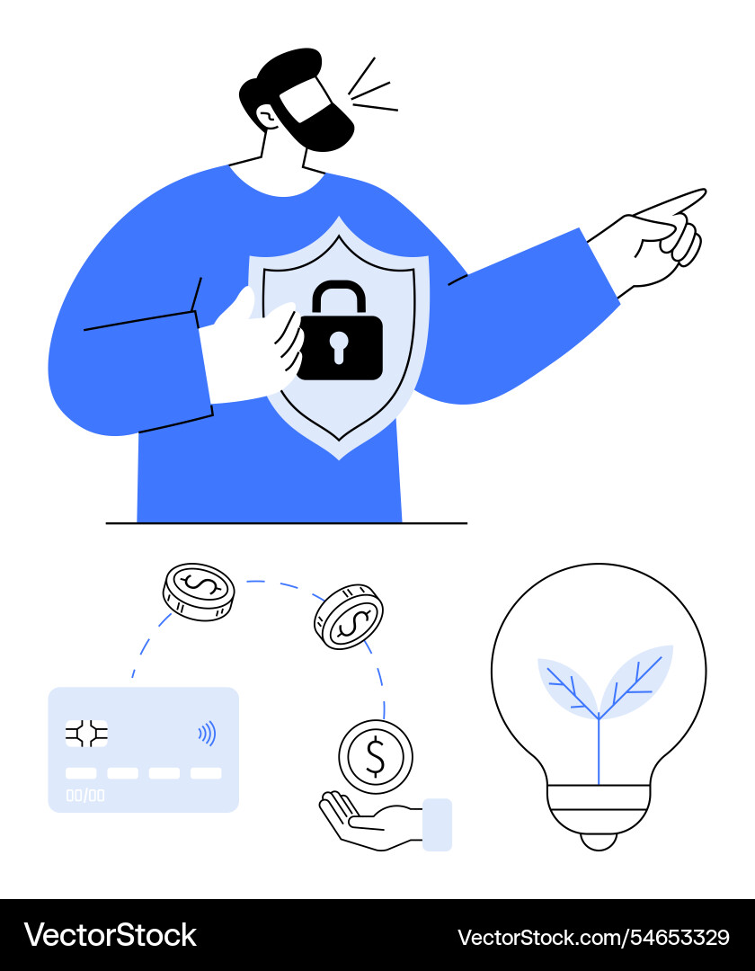 Business professional emphasizing security Vector Image