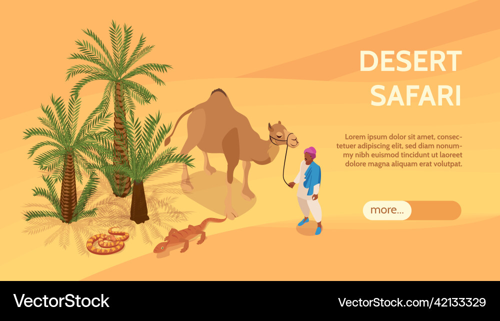 Desert Isometric Banner - Oasis Royalty Free Vector Image