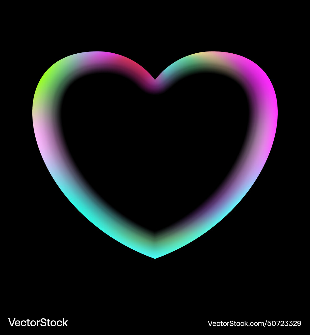 Holographic heart frame fluid liquid chrome Vector Image