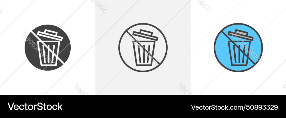 No trash icon set bin waste symbol Royalty Free Vector Image