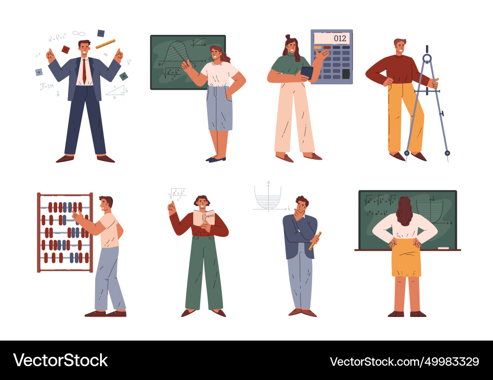 People make mathematical calculations formulas Vector Image