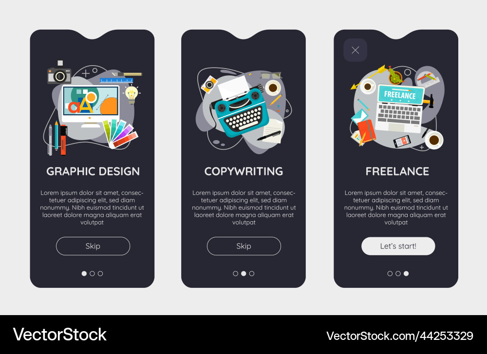 Trendy graphic design copywriting freelance ui Vector Image