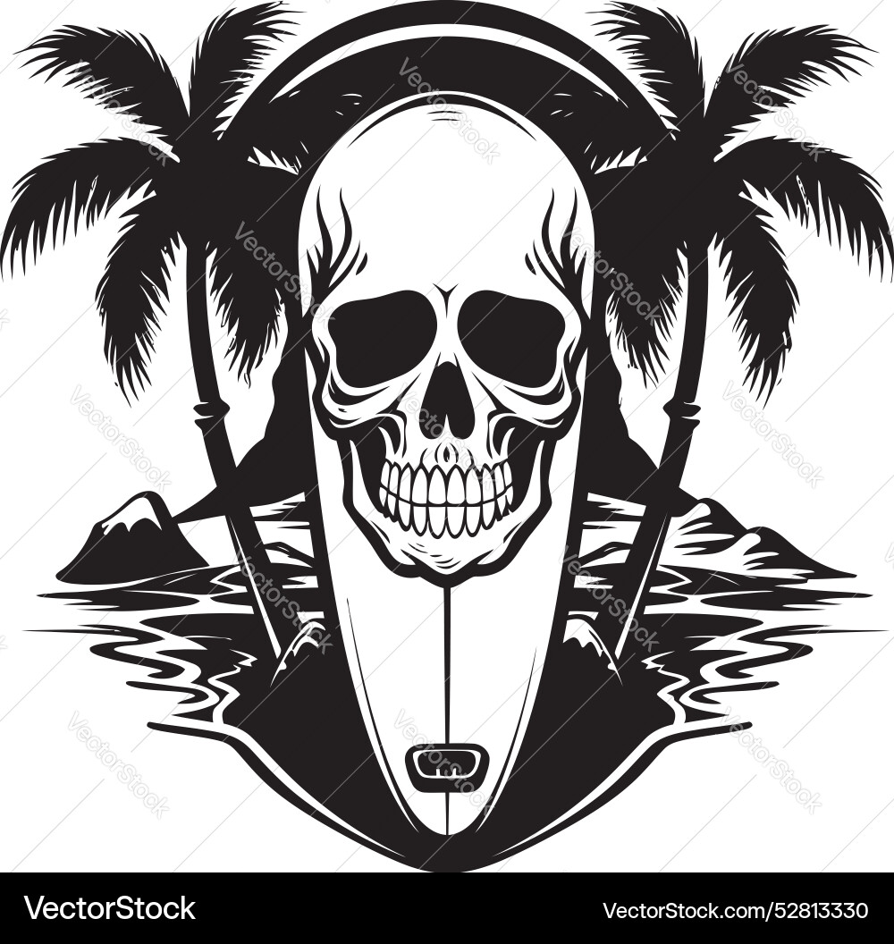 Breakwater bones beach logo design skull and surf – Royalty-Free Vector ...
