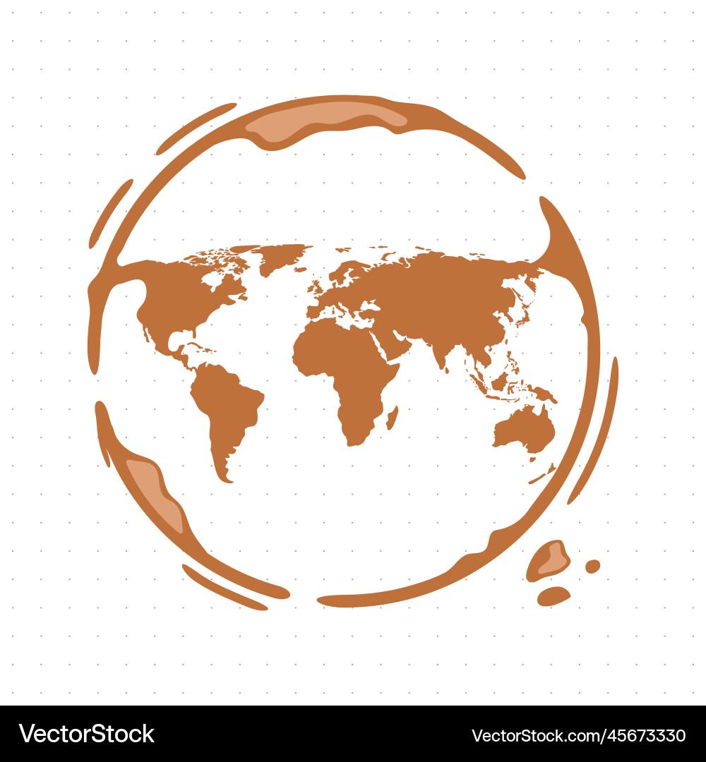 Coffee Stain World Map Mug Royalty Free Vector Image