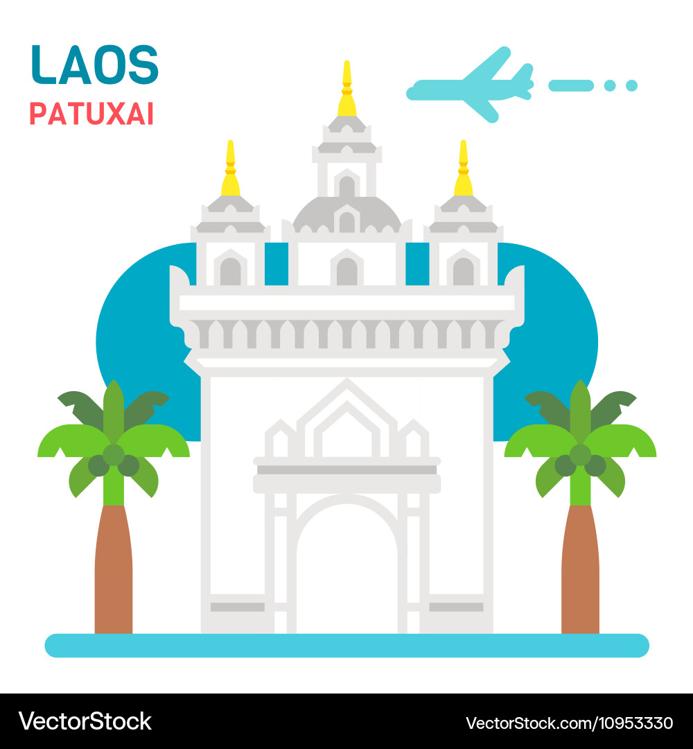 Flat design patuxai Royalty Free Vector Image - VectorStock