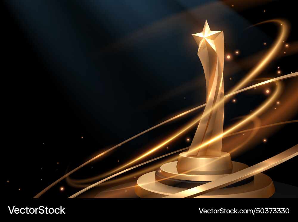 Golden star trophy with light effects Royalty Free Vector
