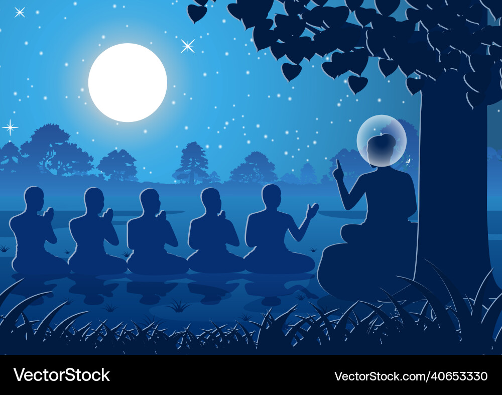 Lord of buddha sermon to five ascetics Royalty Free Vector