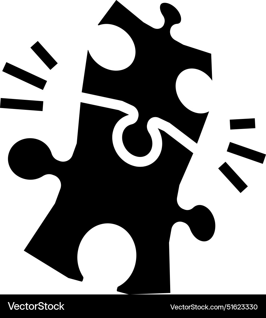 Puzzle pieces coming together progress glyph icon Vector Image