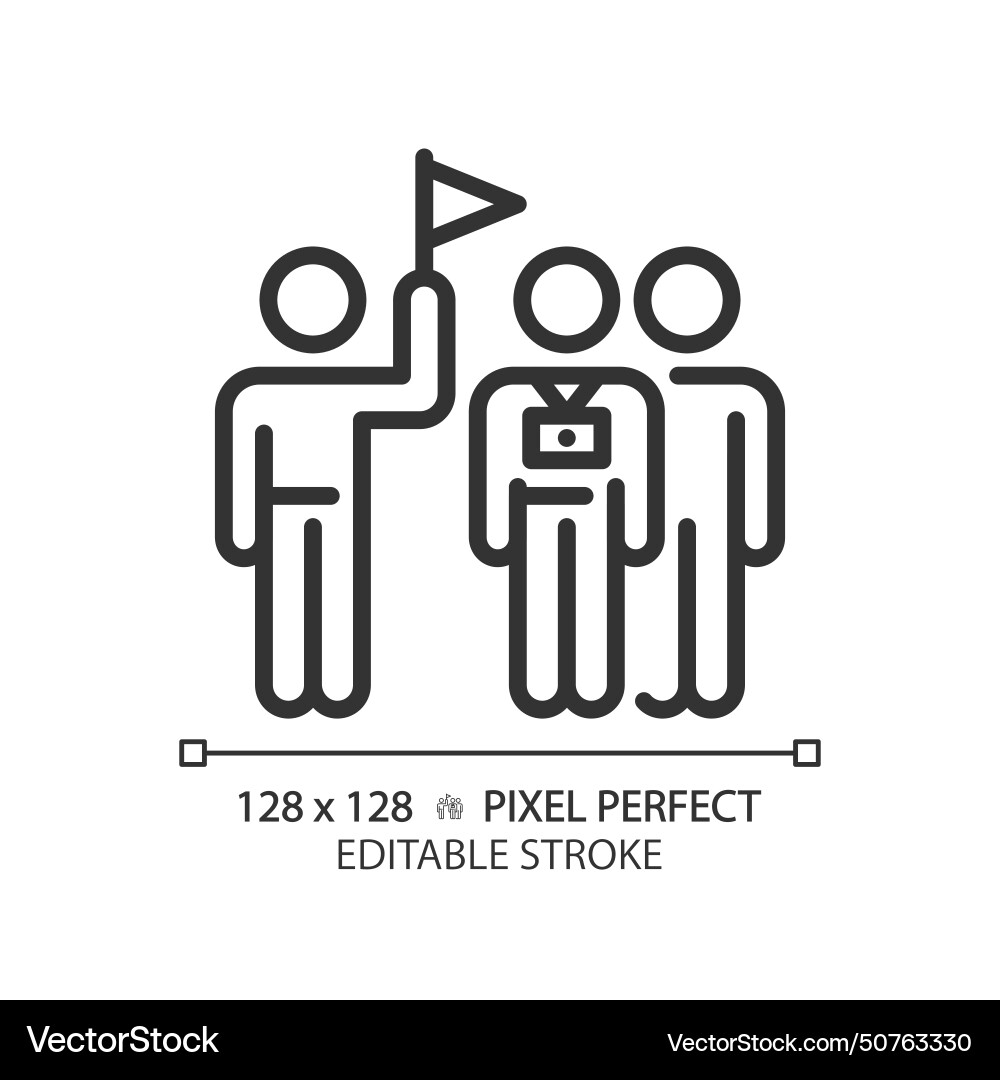 Touristic group trip pixel perfect linear icon Vector Image