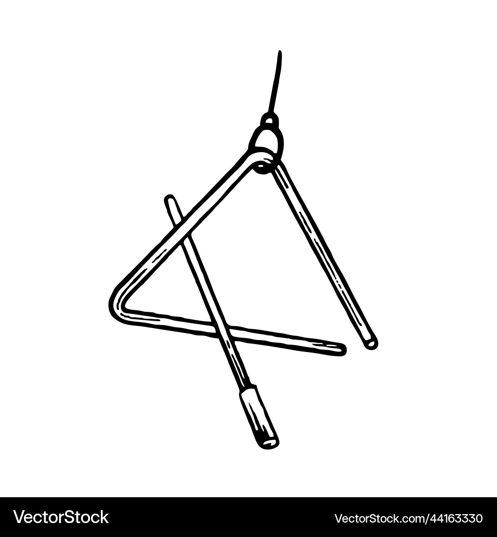 Triangle musical instrument drawn by hand black Vector Image