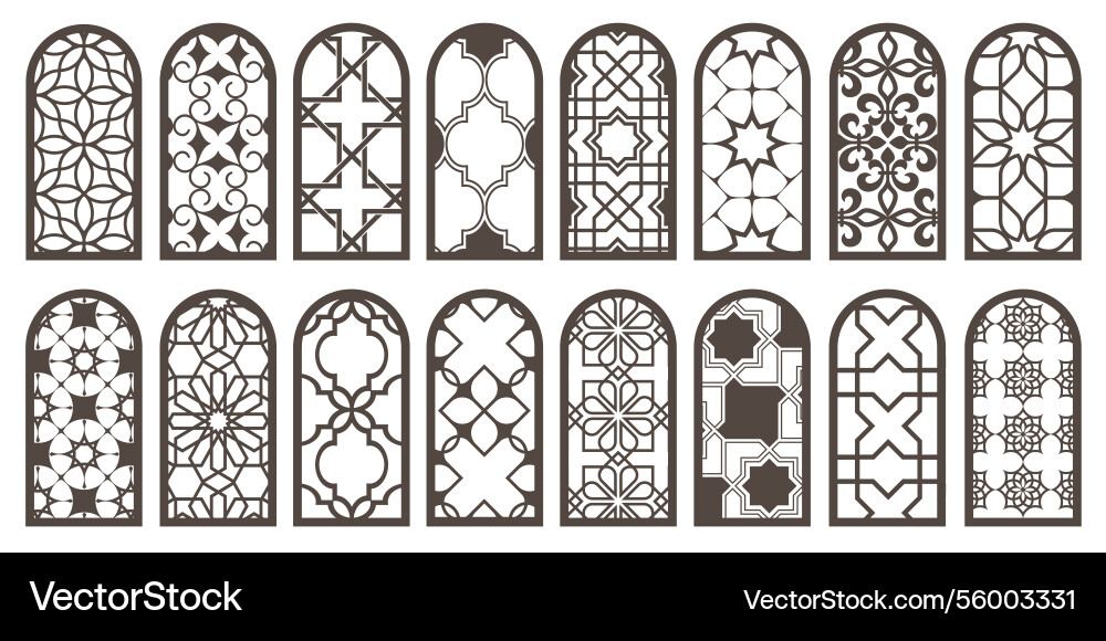 Arabic arc windows shapes with islamic patterns Vector Image